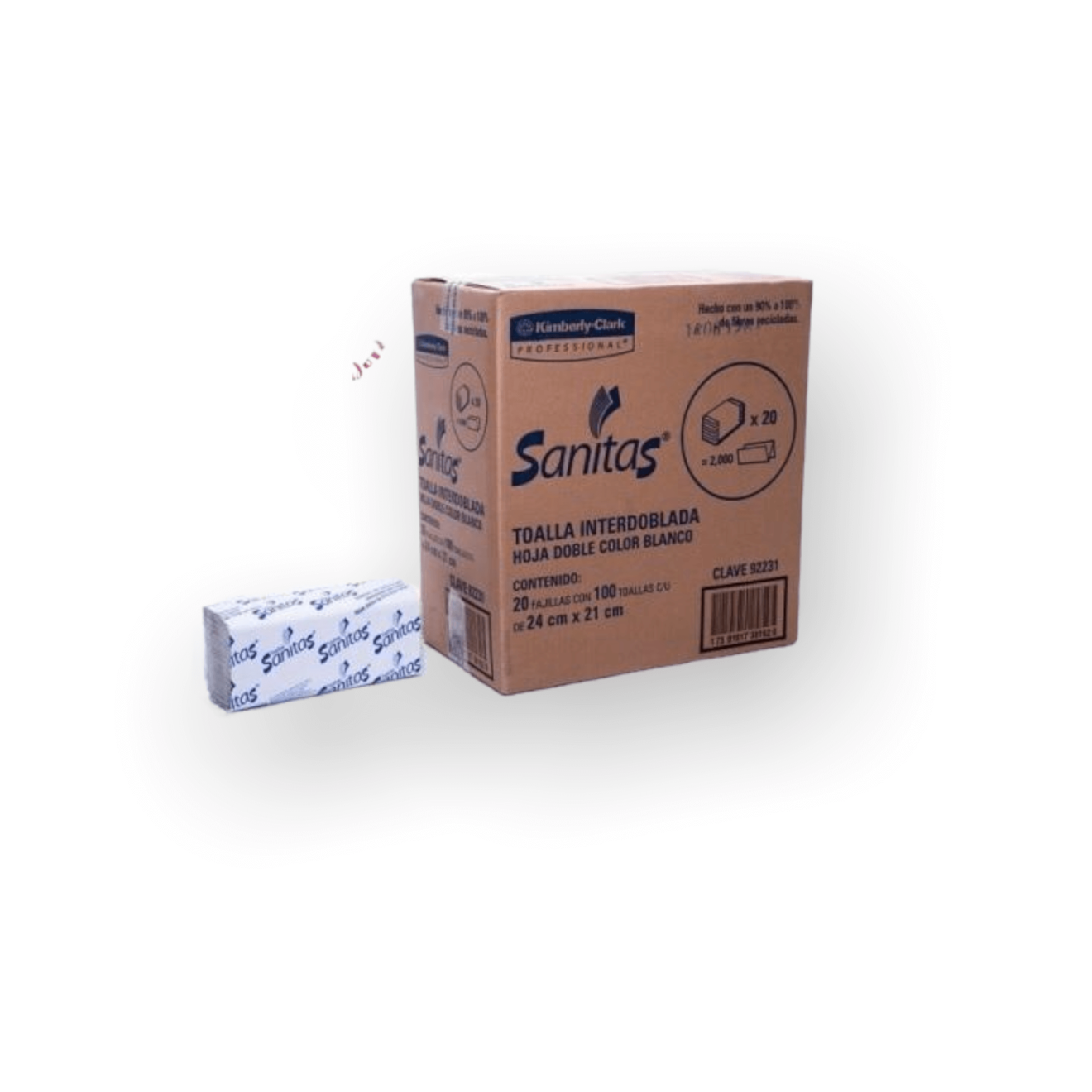 Toallas Interdobladas Sanitas Caja c/20 Fajillas con 100 pzas c/u – Tu ...